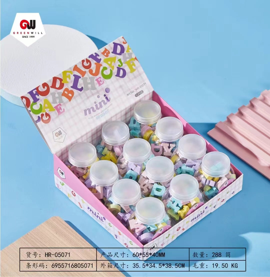 Mini Eraser – Alphabet Shapes in Jar | A–Z Fun Erasers for Kids – shakeel